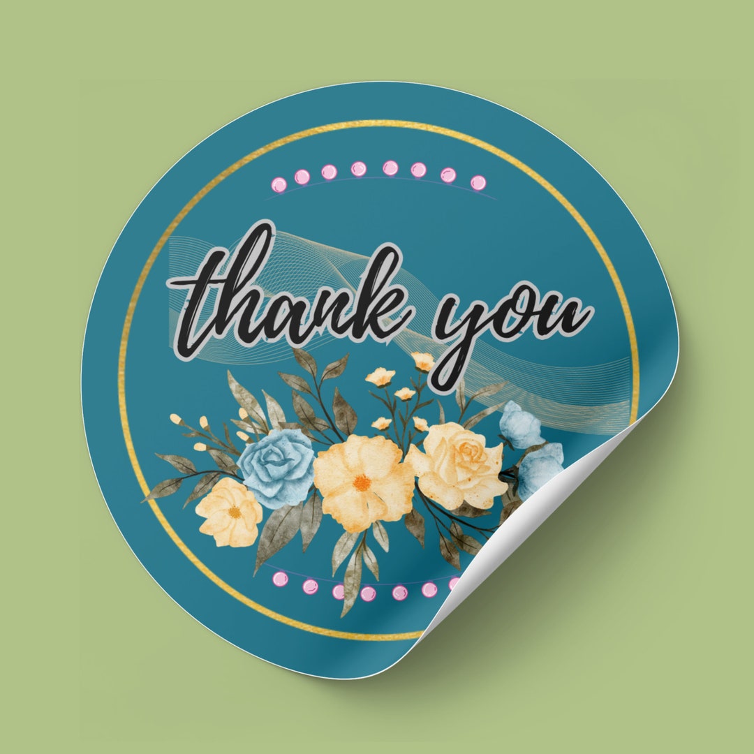 Circular Thank You Sticker - Etsy