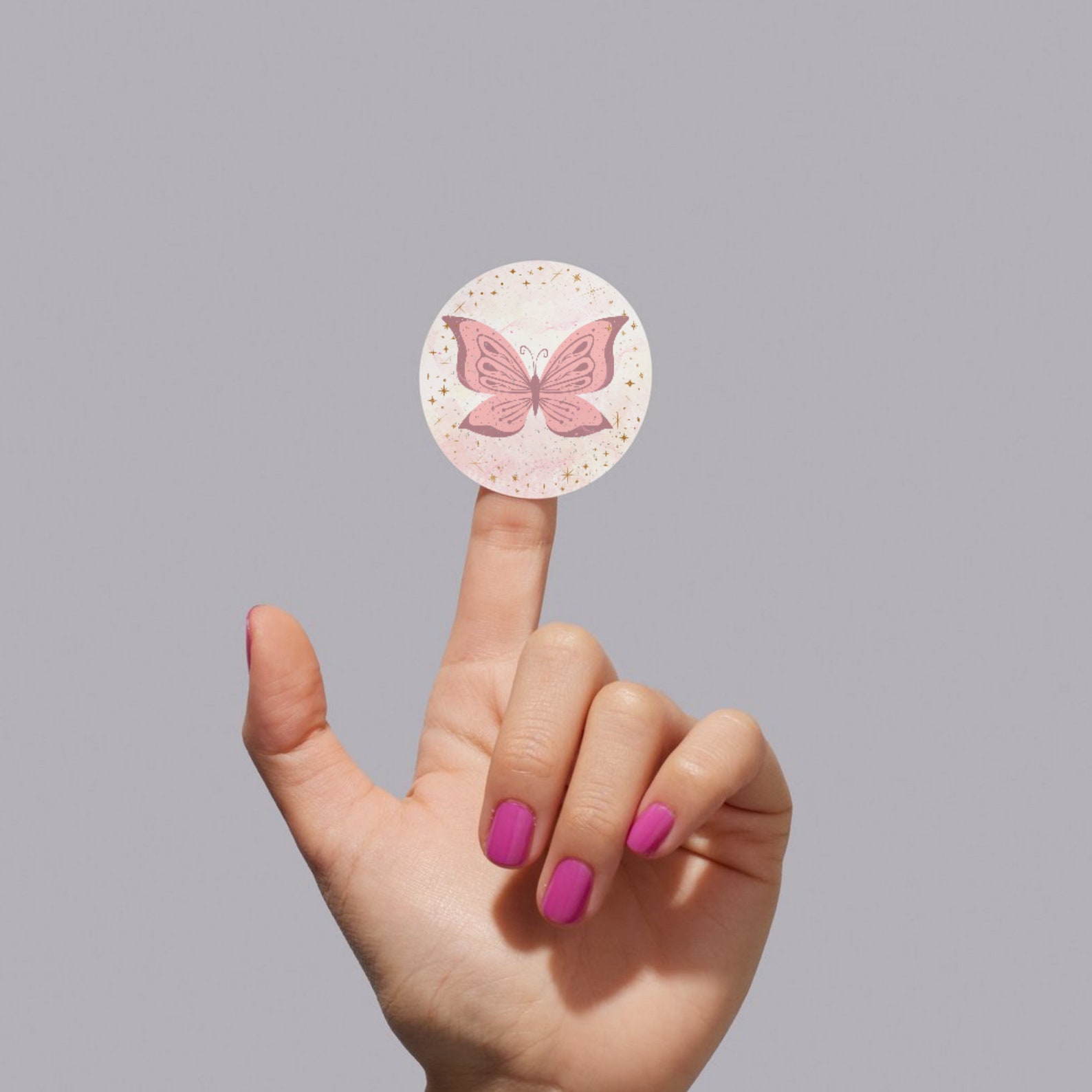 Printable Round Butterfly Sticker - Etsy