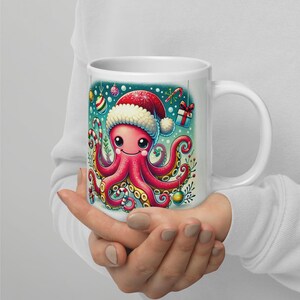 Christmas Octopus Mug - Cute Santa Octopus Ceramic Coffee Cup, 3 Size ...