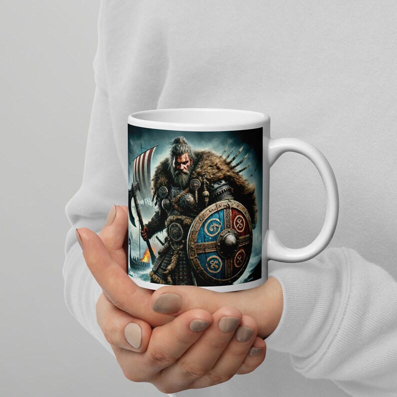 Viking Warrior Mug - Norse Mythology Art Ceramic Coffee Cup, 3 Size ...