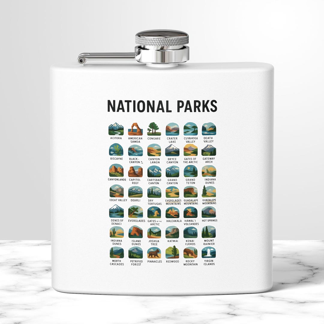 Stainless Steel Flask, National Parks Adventure Flask, Travel Gift for ...