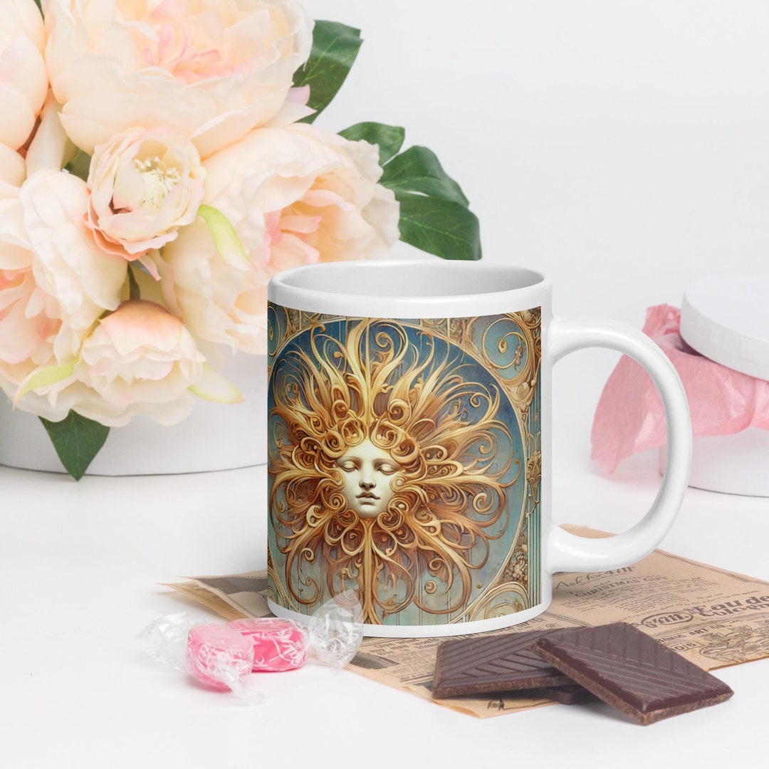 Golden Sun Goddess Mug - Elegant Celestial Art - Ceramic Coffee Cup, 3 ...