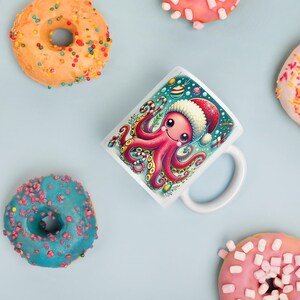 Christmas Octopus Mug - Cute Santa Octopus Ceramic Coffee Cup, 3 Size ...