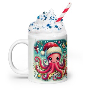 Christmas Octopus Mug - Cute Santa Octopus Ceramic Coffee Cup, 3 Size ...