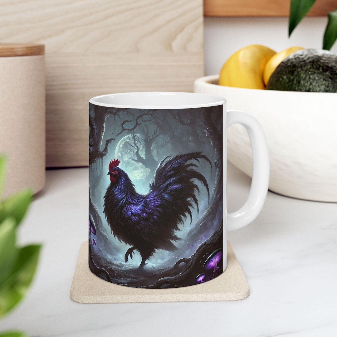 Midnight Hen Gothic Coffee Mug - Gothic Chicken Design Ceramic Mug ...