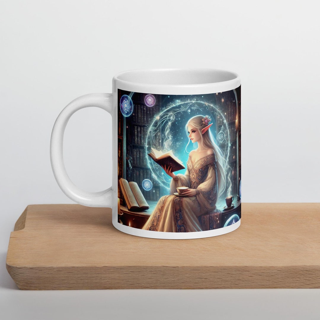 Elegant Elf Mage Mug - Fantasy Art Coffee Cup for Magic Lovers -elf RPG ...