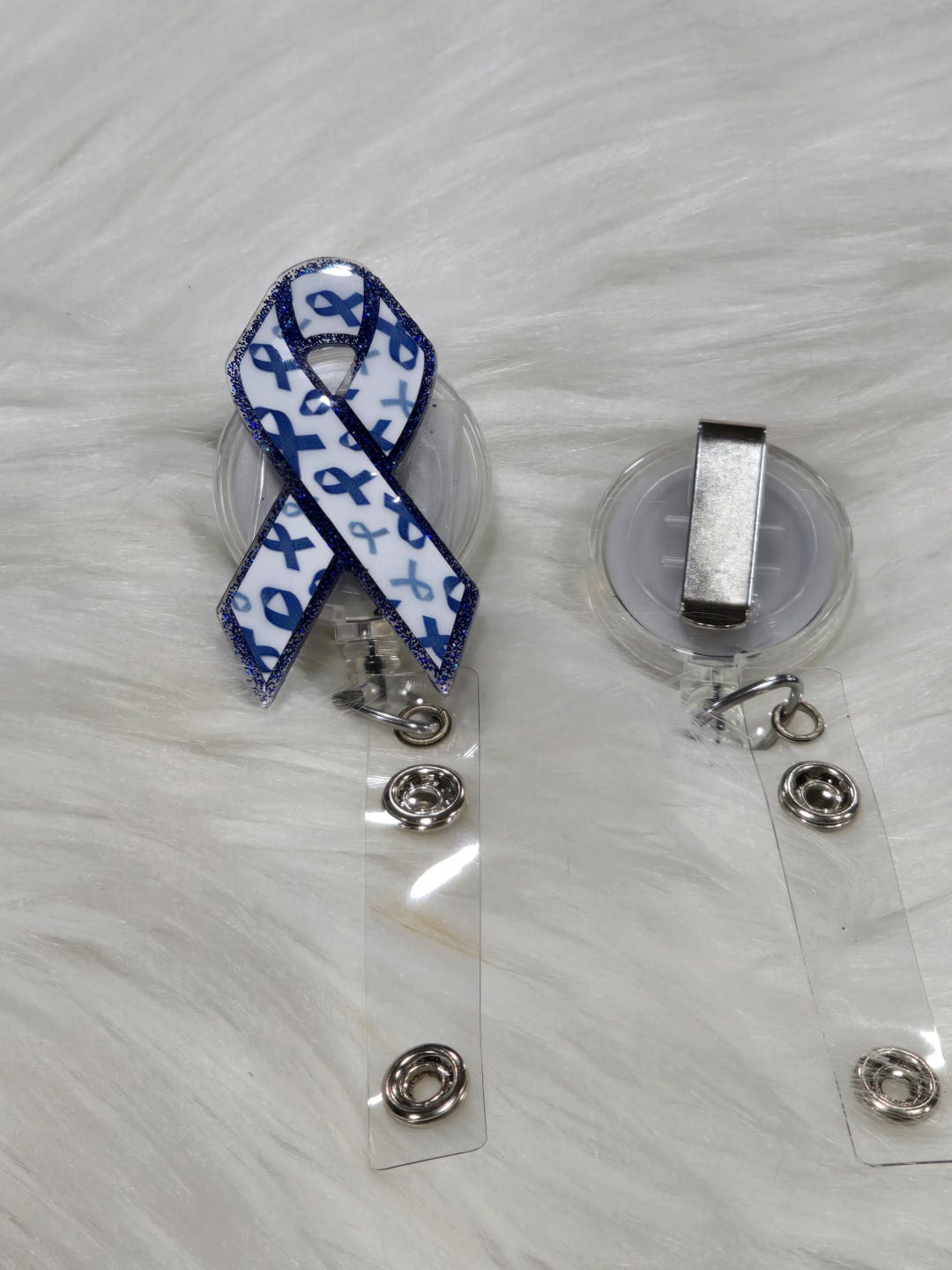 Colon Cancer Awareness Ribbon, Badge Reel, Blue - Etsy