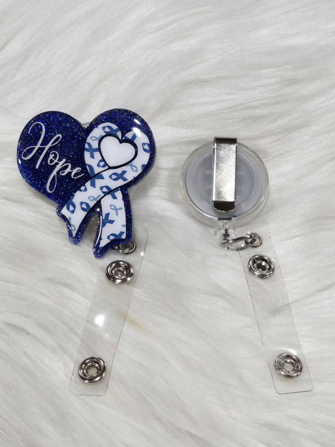Colon Cancer Awareness Hope Heart, Badge Reel, Blue - Etsy