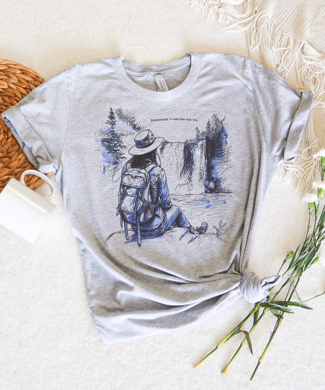 Waterfall Shirt, Somewhere is Waiting for You, Outdoor Shirt, Hiking ...