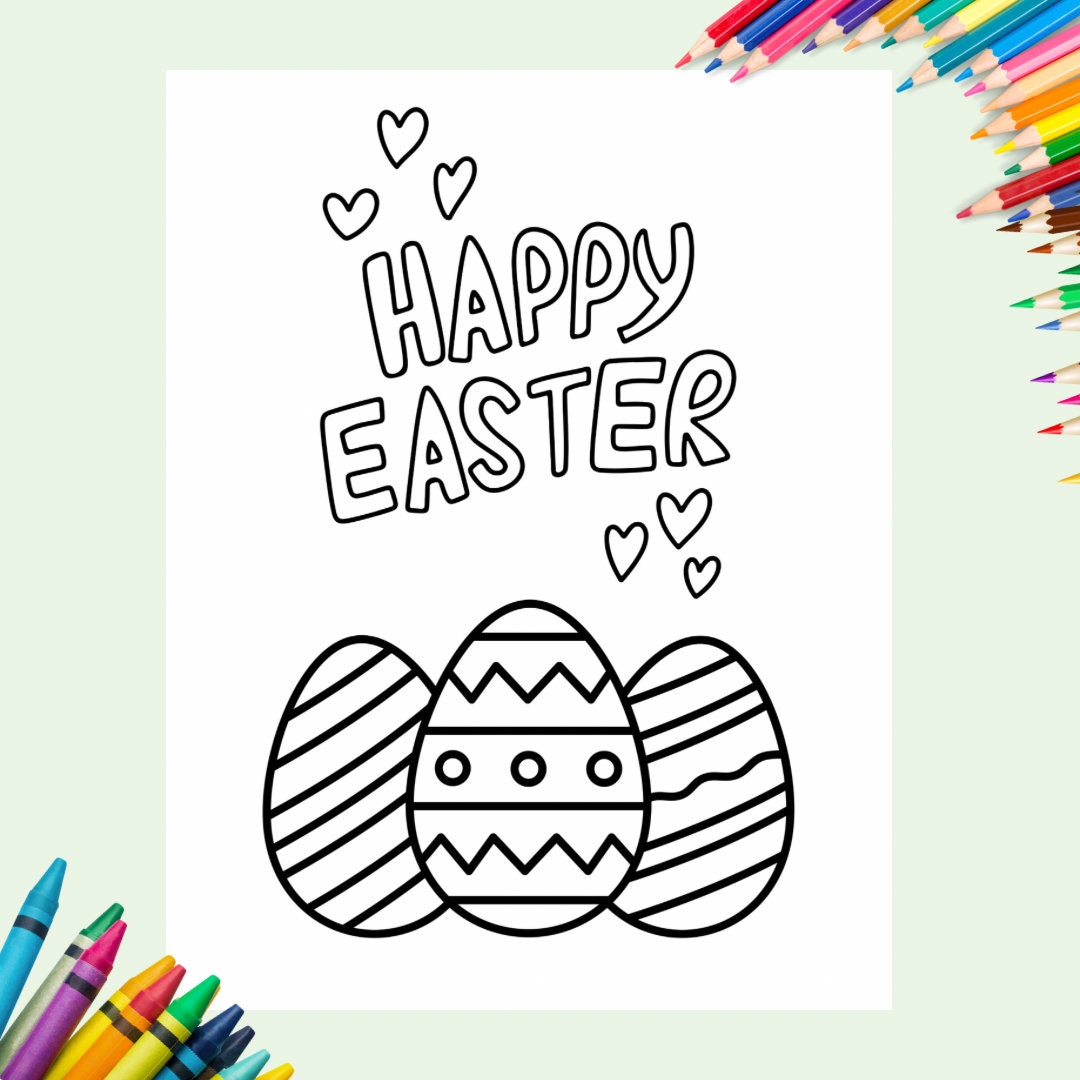 Happy Easter Coloring Sheet for Kids Cute Spring Coloring Sheet Easter ...