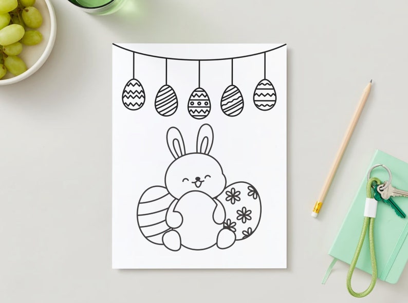 Easter Coloring Page for Kids Easter Scene Coloring Page Easter Bunny ...