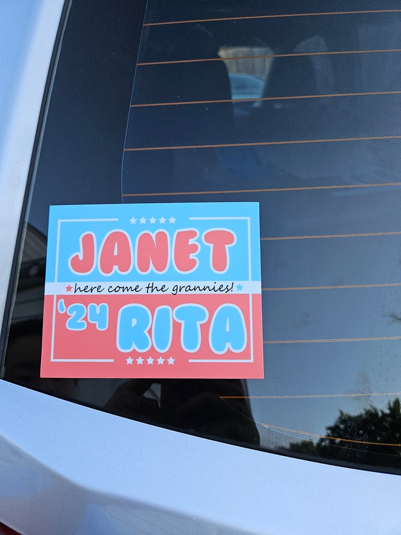 Janet Rita 24 Grannies Bumper Sticker Car Decal Blue Bingo Presidential ...