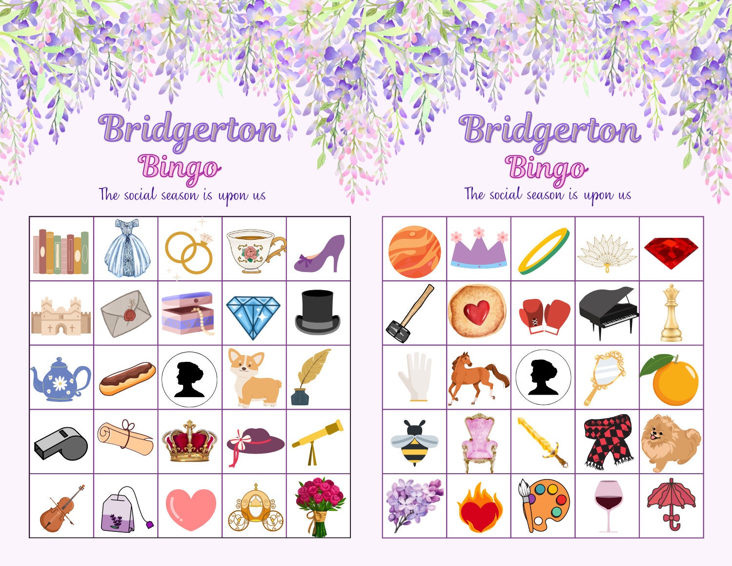 Bridgerton Bingo Cards Party Game - Etsy