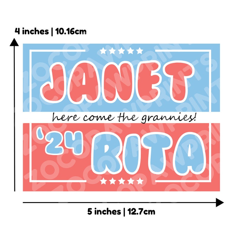 Janet Rita 24 Grannies Bumper Sticker Car Decal Bluey Bingo ...