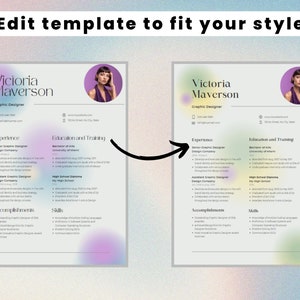 Gradient Aesthetic Resume Template - CANVA TEMPLATE - Etsy