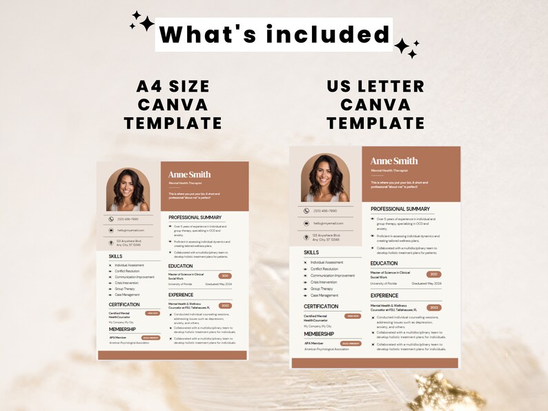 Simple Boho Resume Template - CANVA TEMPLATE - Etsy