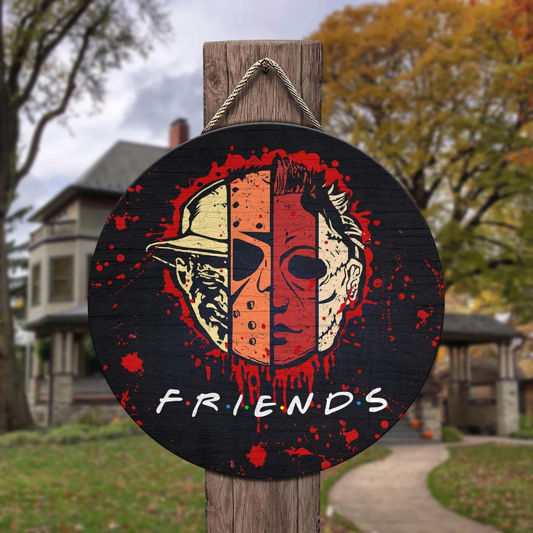 Horror Friends Horror Character Wooden Door Sign, Halloween Horror Sign ...