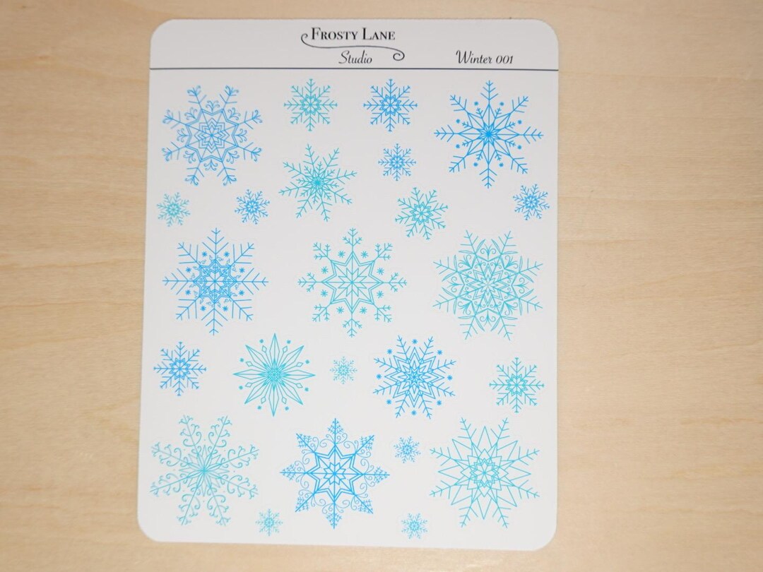 Winter 001 Snowflakes Sticker Sheet, Winter Journal Decoration ...