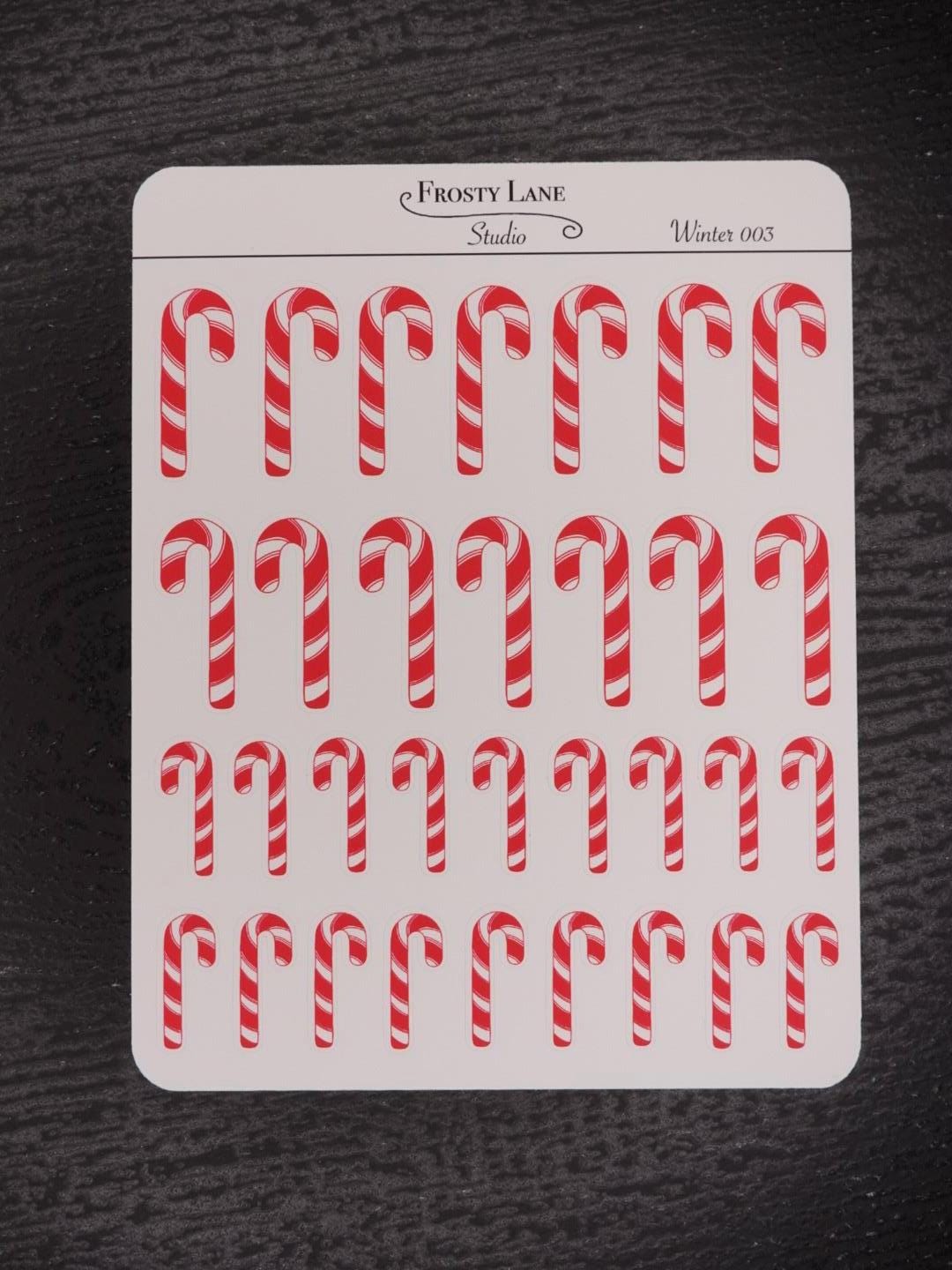 Winter 003 Candy Cane Sticker Sheet, Winter Journal Decoration, Candy ...