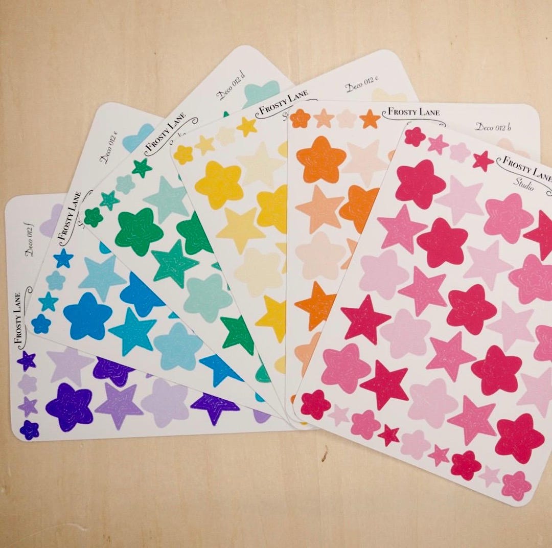 Star Stickers, Star Outline Deco Sticker, Journal Scrapbook ...