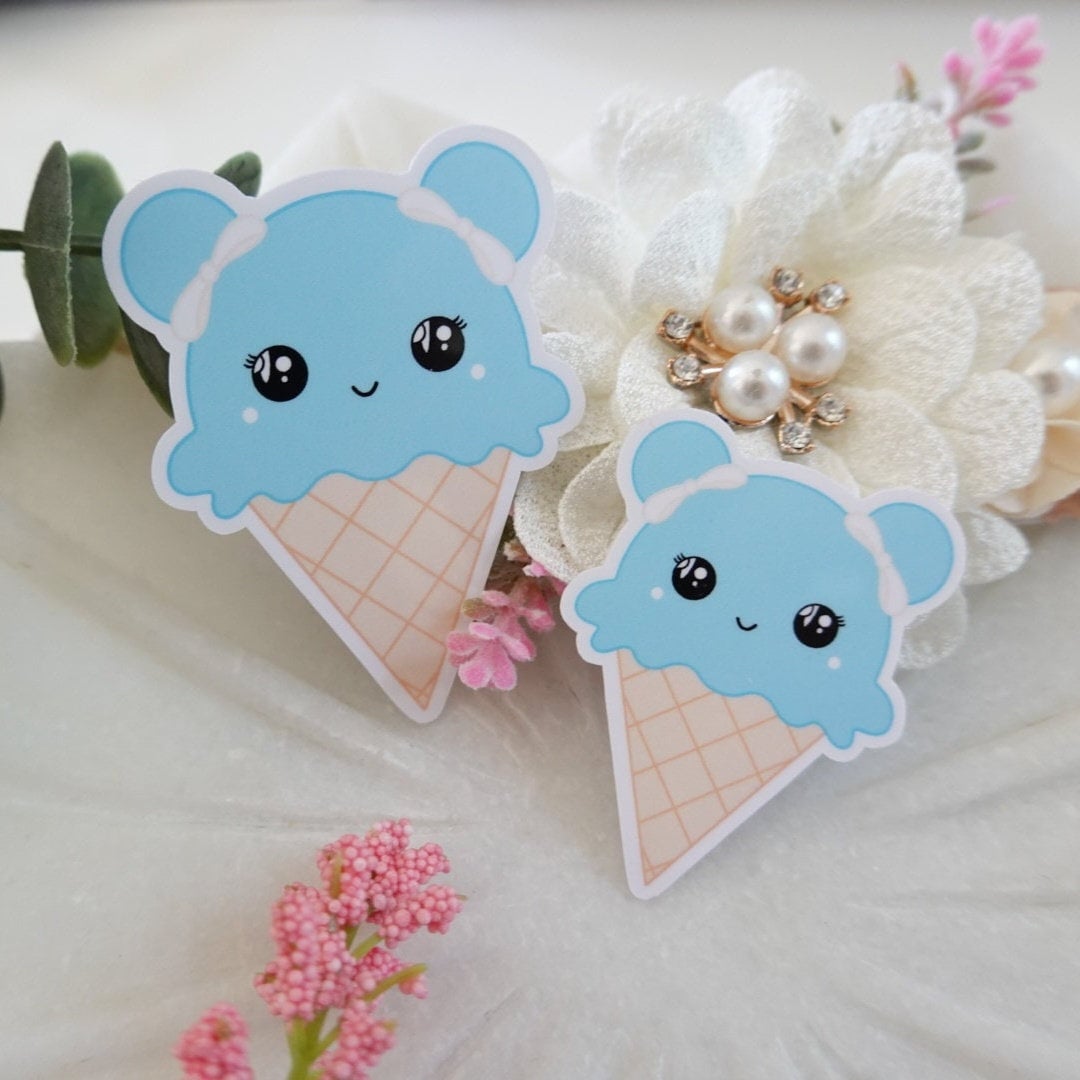 Cute Ice Cream Bear Sticker – Handmade Matte Vinyl, Planner Decal - Etsy