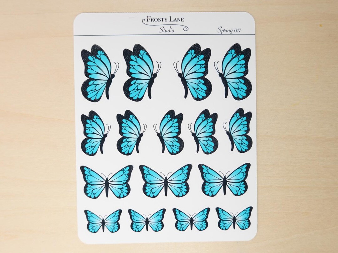 Spring 017, Blue Butterfly Sticker Sheet , Spring Sticker Perfect for ...