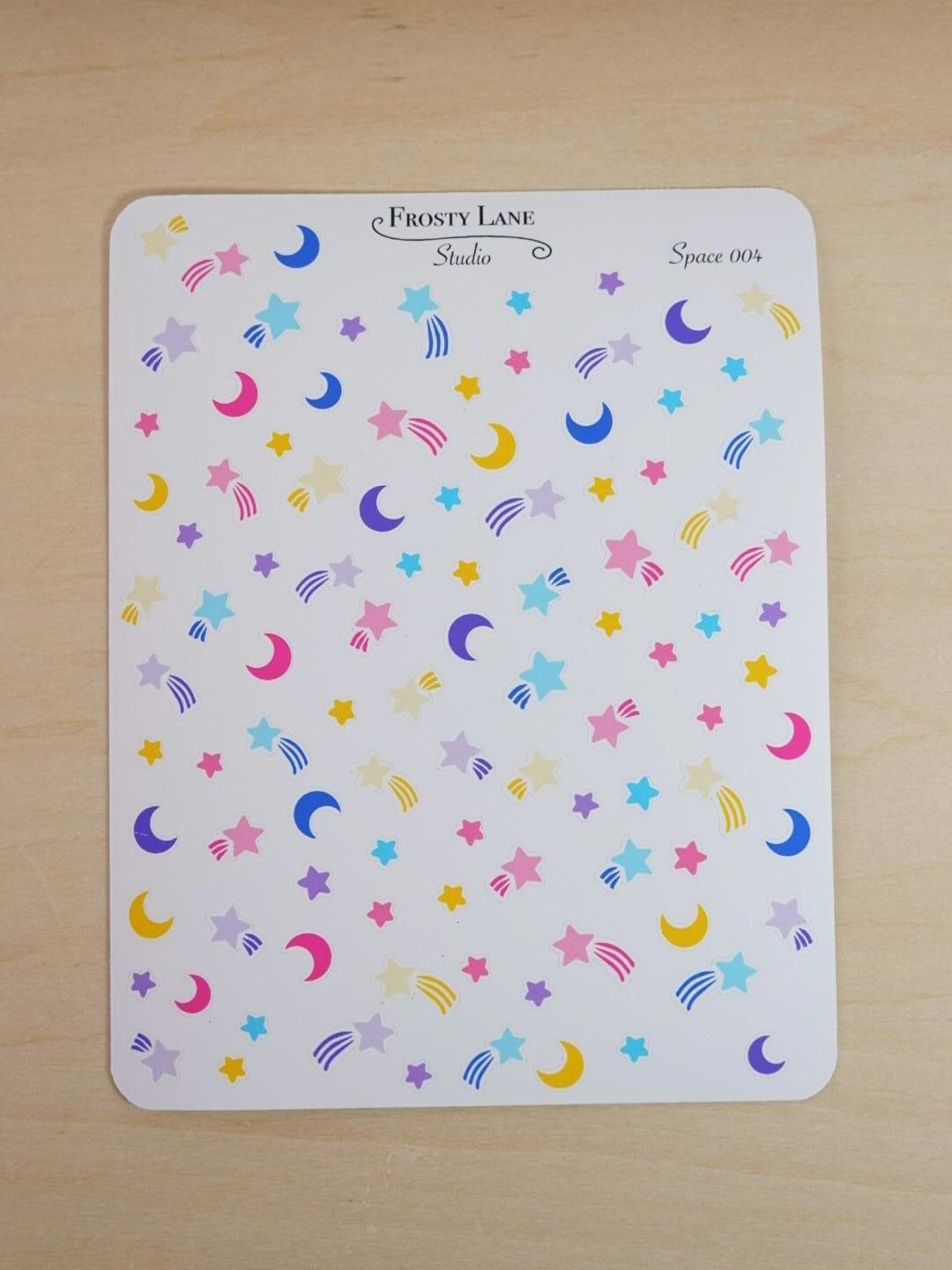 Space 004. Stars,moon, Comet Sticker, Star and Moon, Sticker Perfect ...