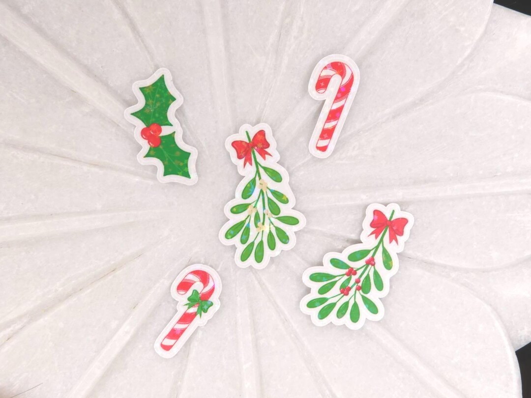Mini Christmas Stickers, Halographic Winter Decals (5) - Etsy