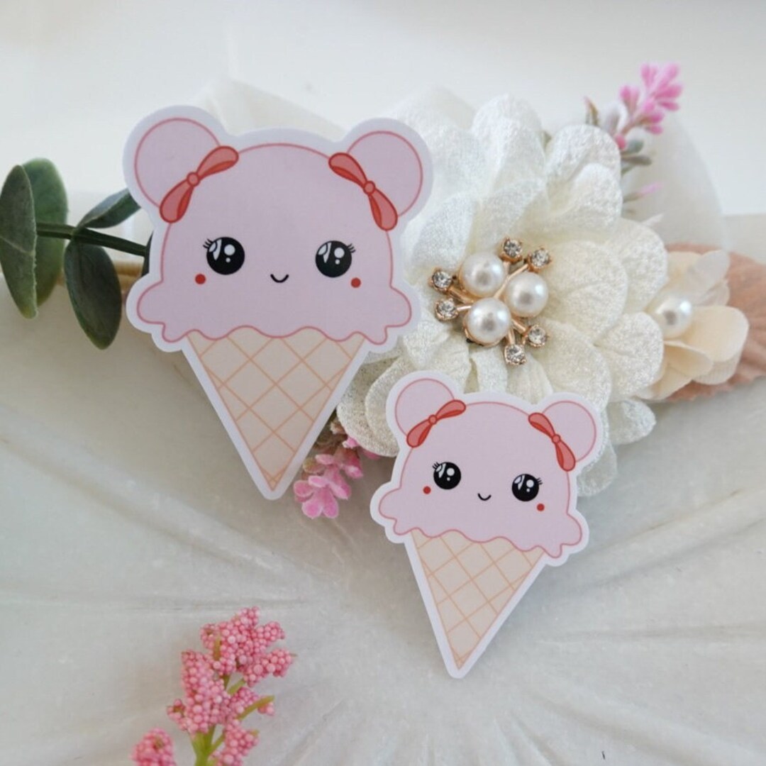 001 Ice Cream Cone Sticker - Pink Ice Cream -blue Ice Cream Sticker ...