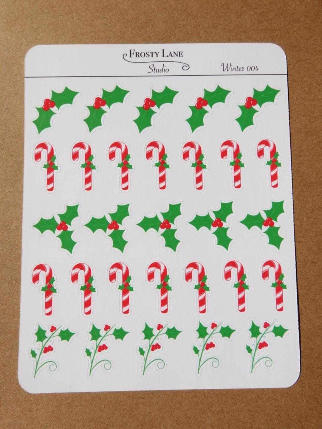 Winter 004 Holly Sticker Sheet, Winter Journal Decoration and Planner ...