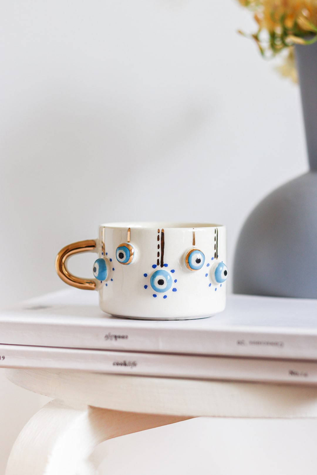 Evil Eye Handmade Ceramic Cup Hand Painted Blue Evil Eye Mug Turkish ...
