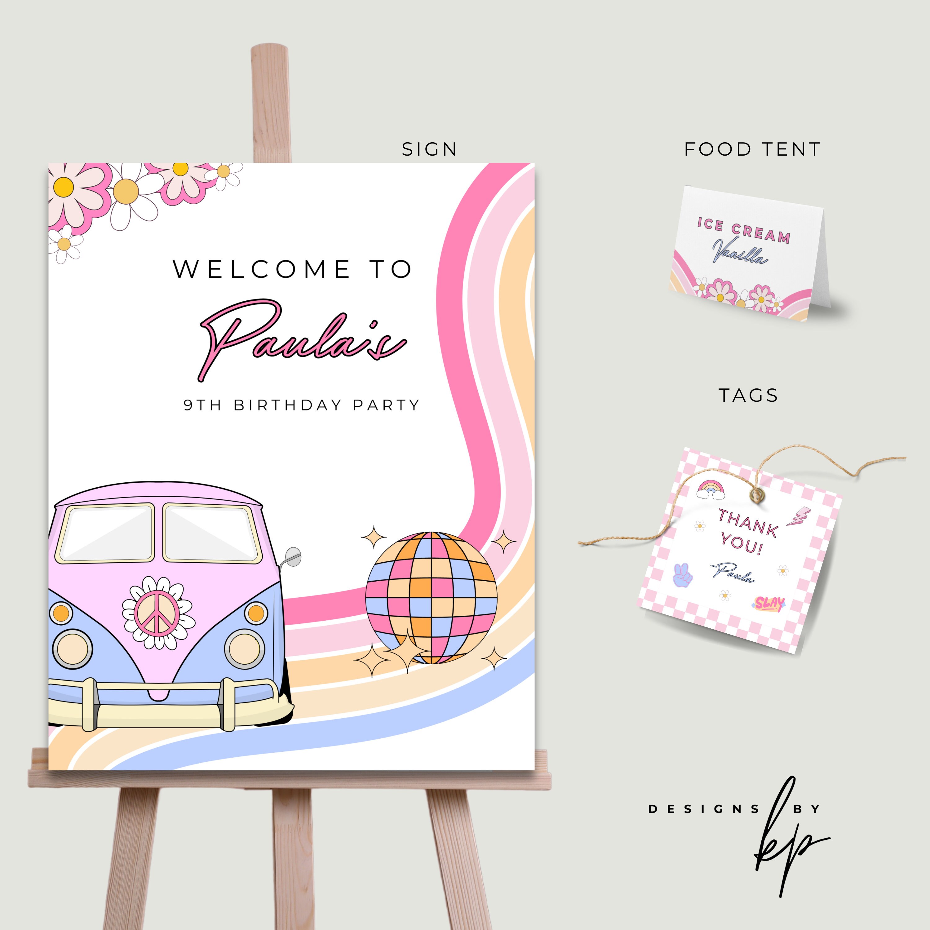 Preppy Aesthetic Girls Birthday Tag Editable Instant Digital Download ...