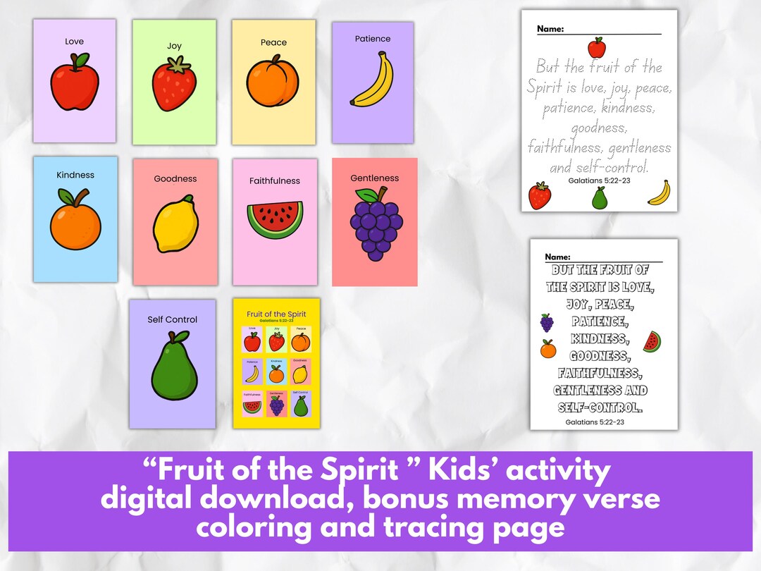 Fruit of the Spirit Flashcards: Bible Verse Christian Activity (PDF) - Etsy