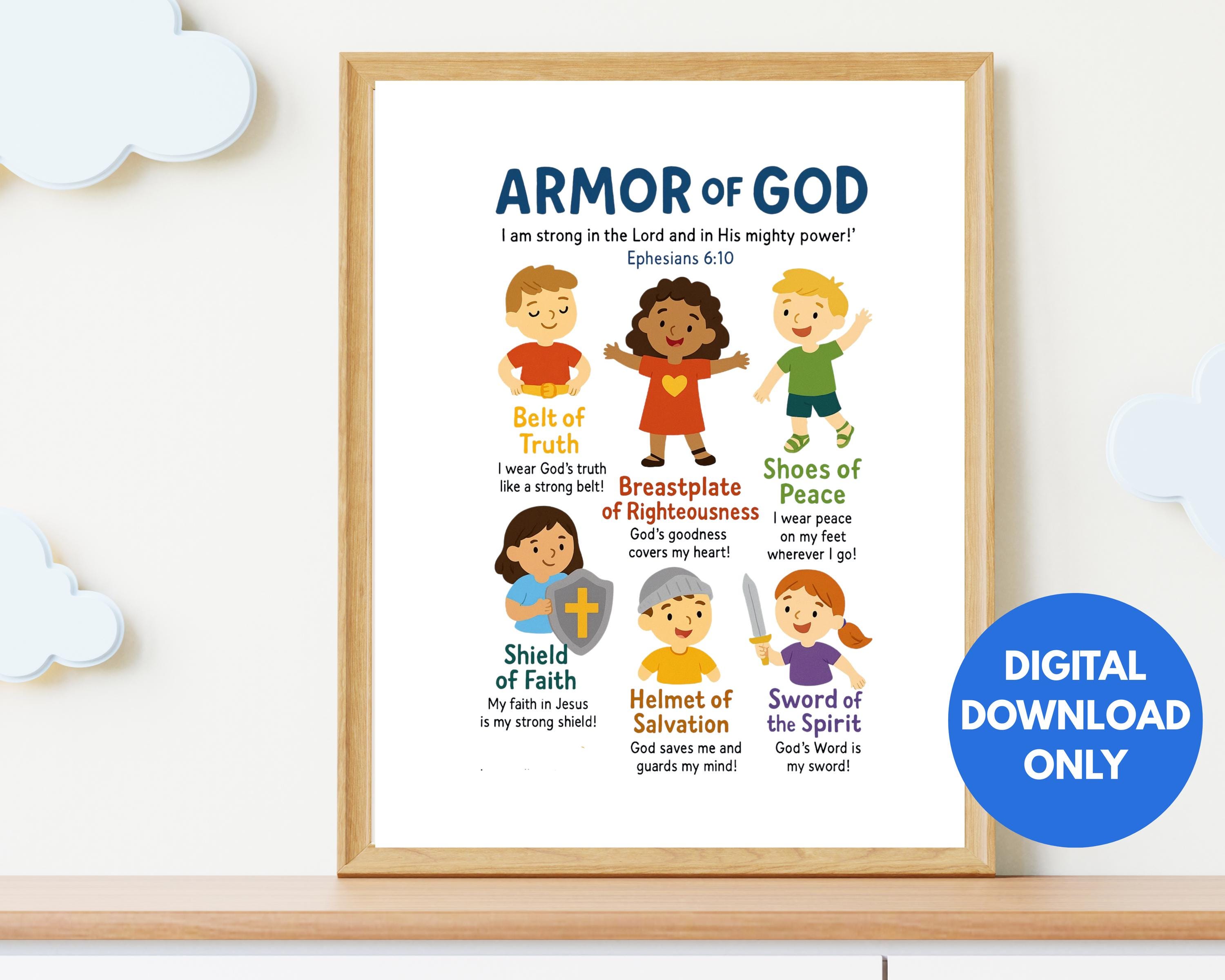 Armor of God Poster for Kids: Christian Scripture Art - Etsy