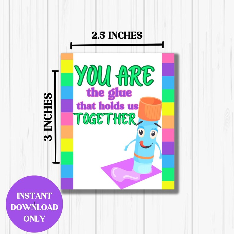 Glue Stick Gift Tag: Teacher & Staff Appreciation (digital Download) - Etsy