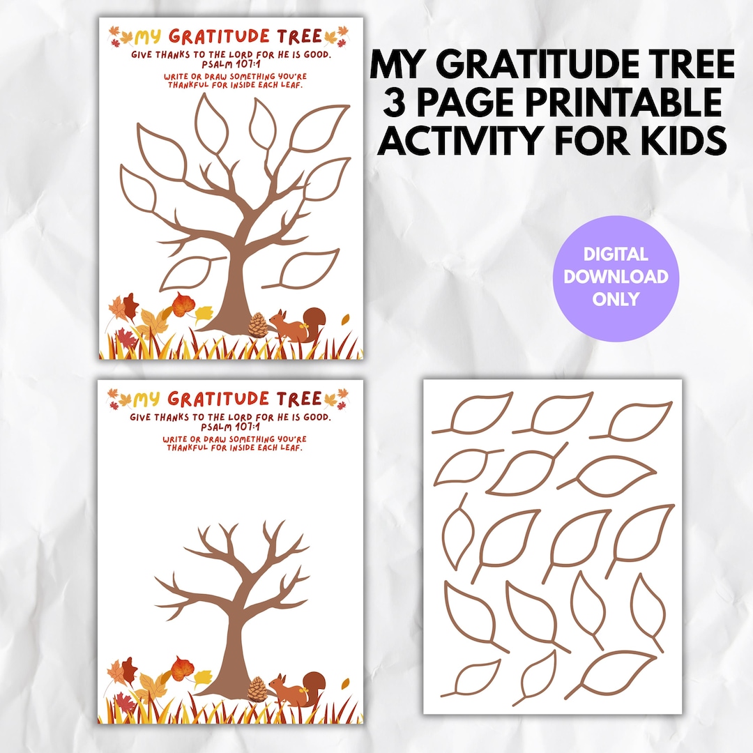 Thanksgiving Gratitude Tree Craft: Kids Printable Activity (PDF ...
