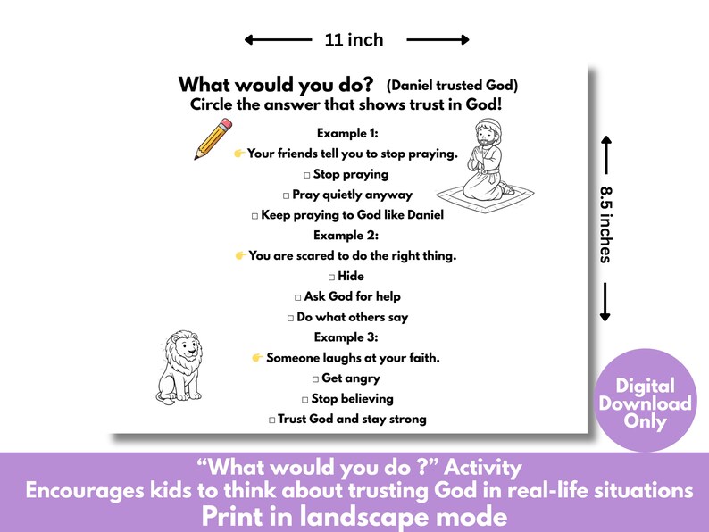 Sunday School Activity Bundle: Daniel Bible Story Printable Worksheets ...