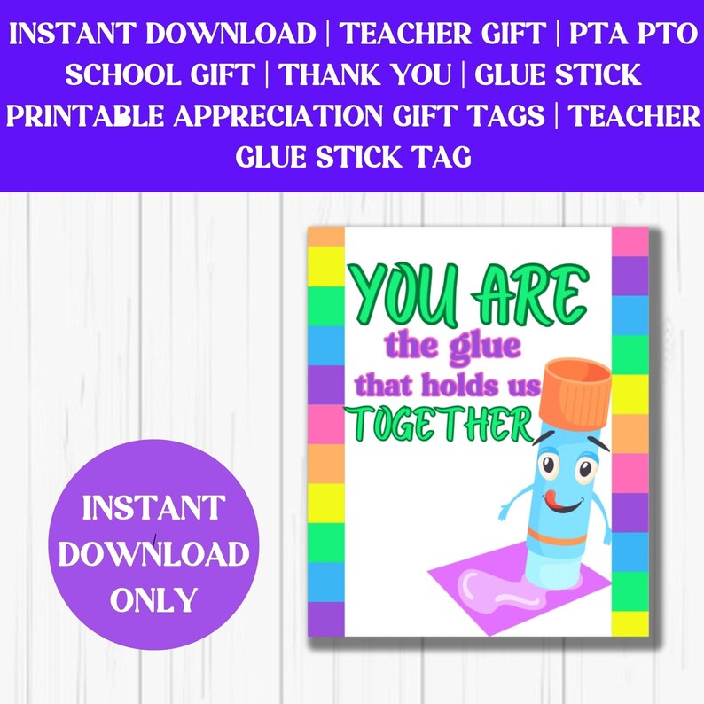 Glue Stick Gift Tag, Teacher Appreciation Tag, Employee Appreciation ...