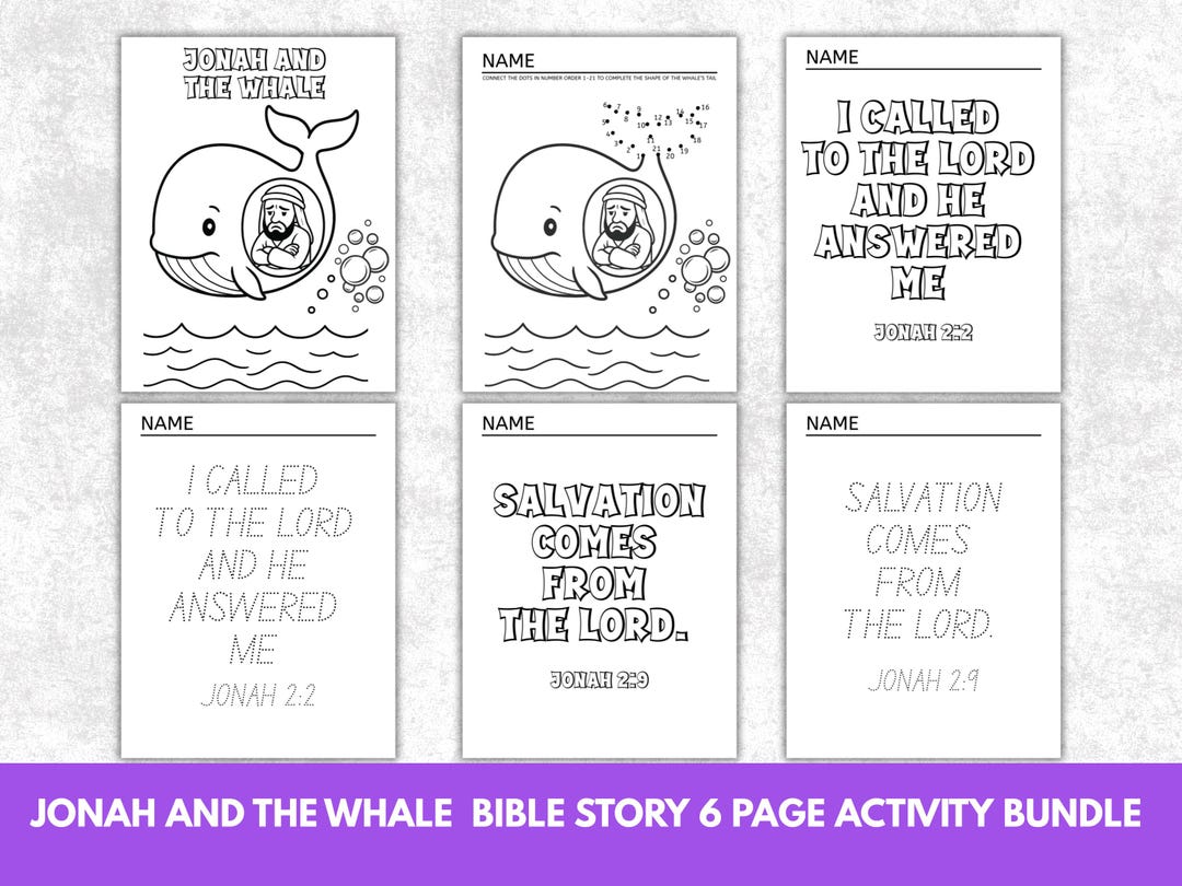 Jonah Activity Pages for Kids Bible Verse Worksheets Printable Sunday ...