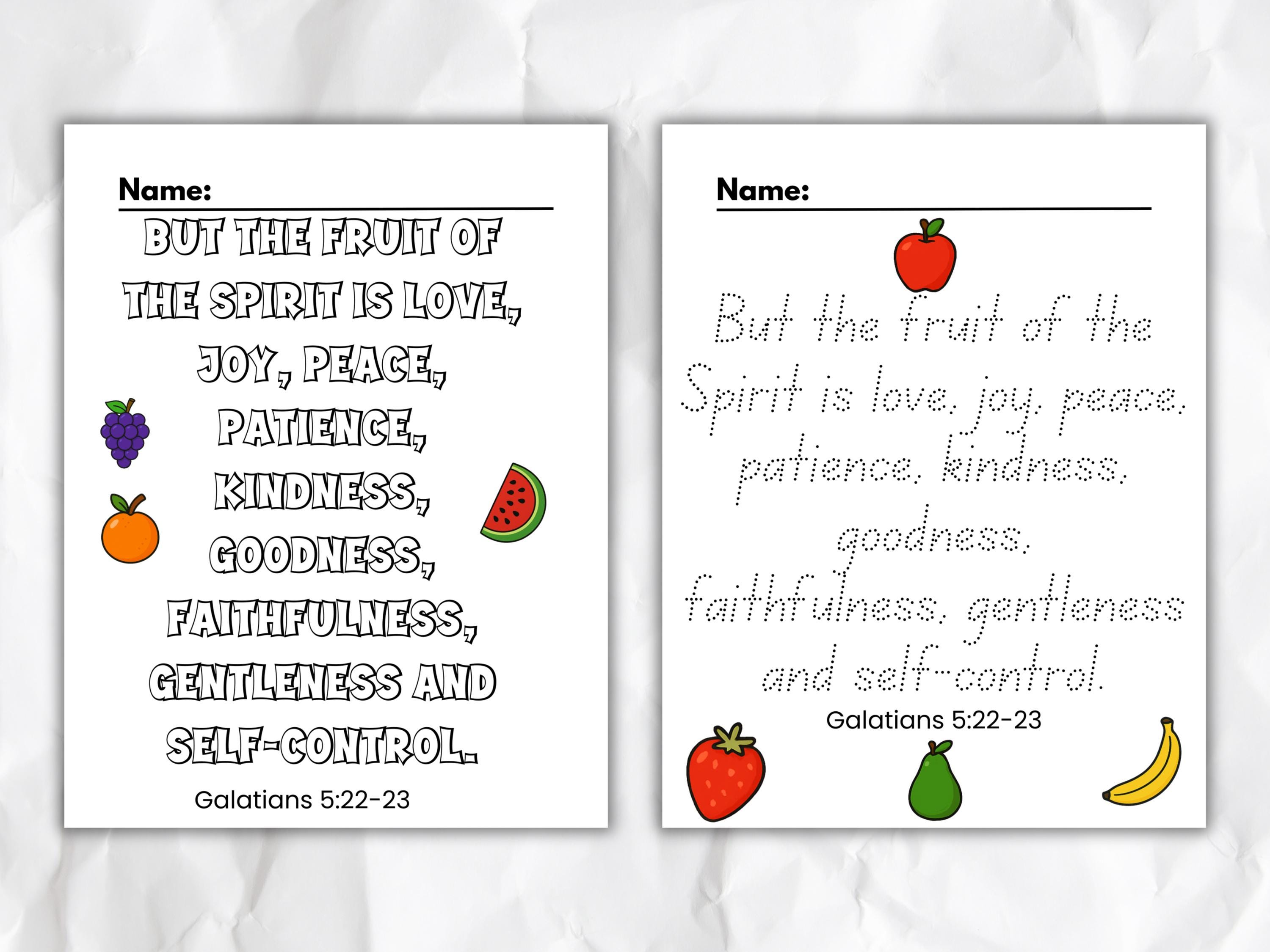 Fruit of the Spirit Flashcards: Bible Verse Christian Activity (PDF) - Etsy