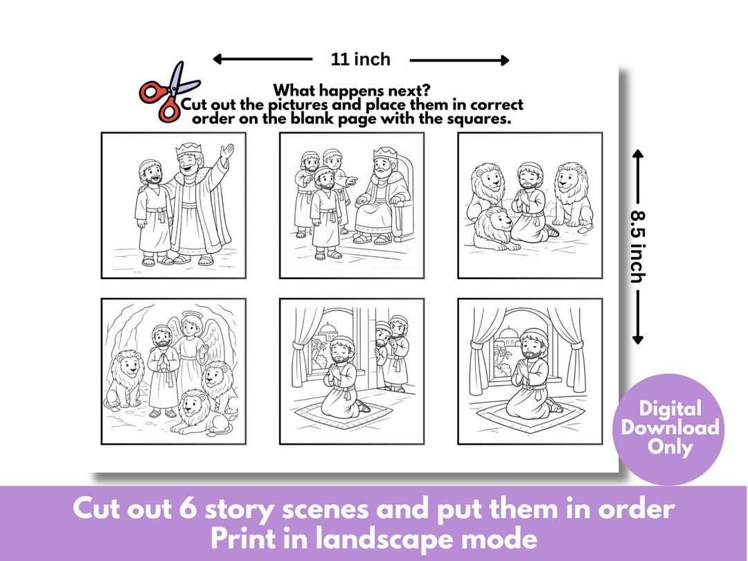Sunday School Activity Bundle: Daniel Bible Story Printable Worksheets ...