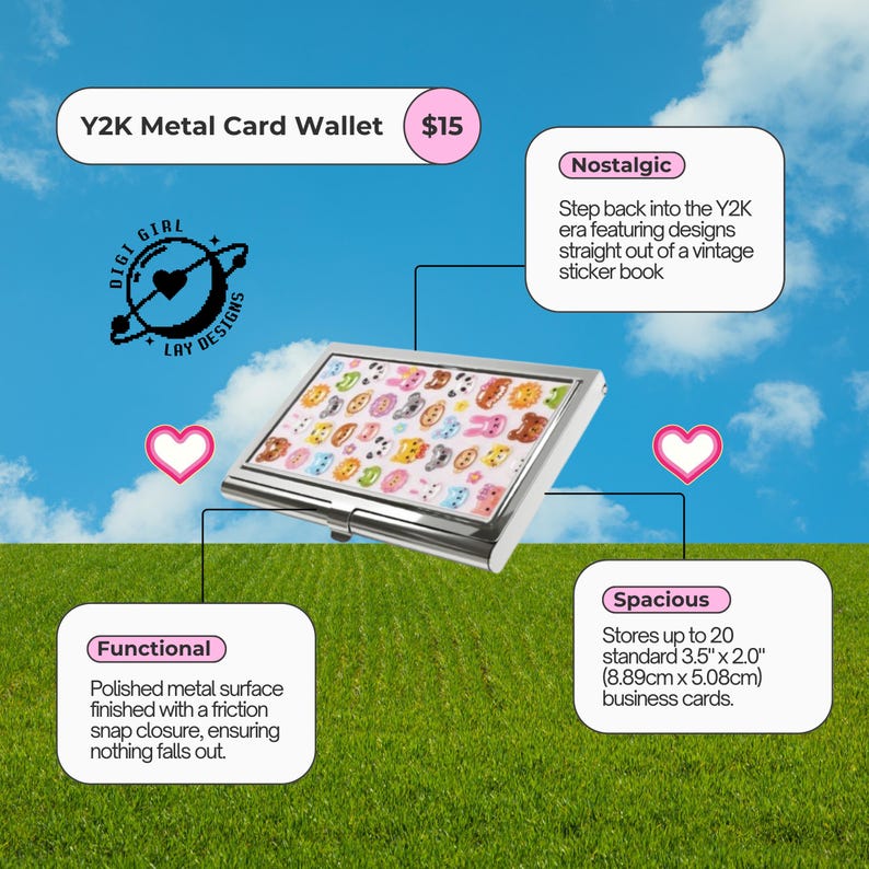 Y2K Sticker Book-inspired Metal Card Wallet - Etsy