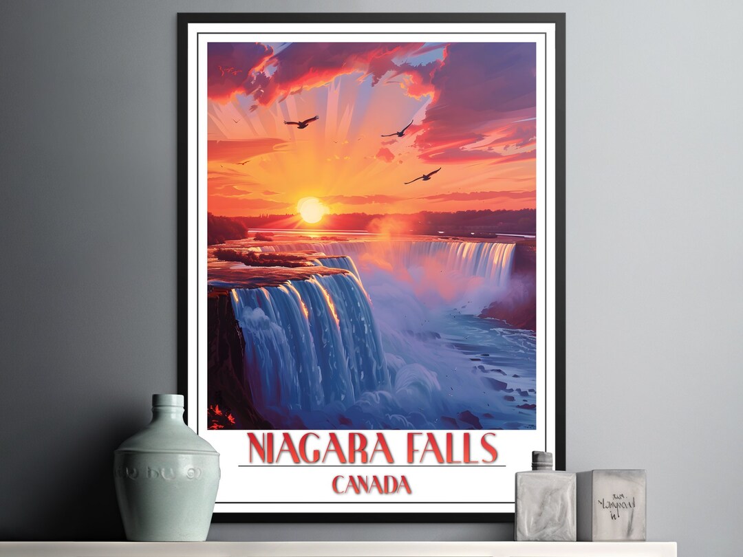 Niagara Falls Travel Poster Canada, Renaissance Style Wall Art, Custom ...