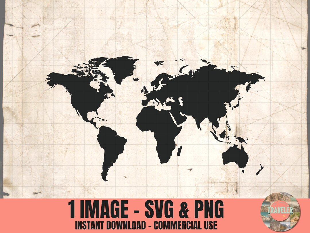 World Map SVG, Map SVG, Map Silhouette, Map Outline, World Map Outline ...