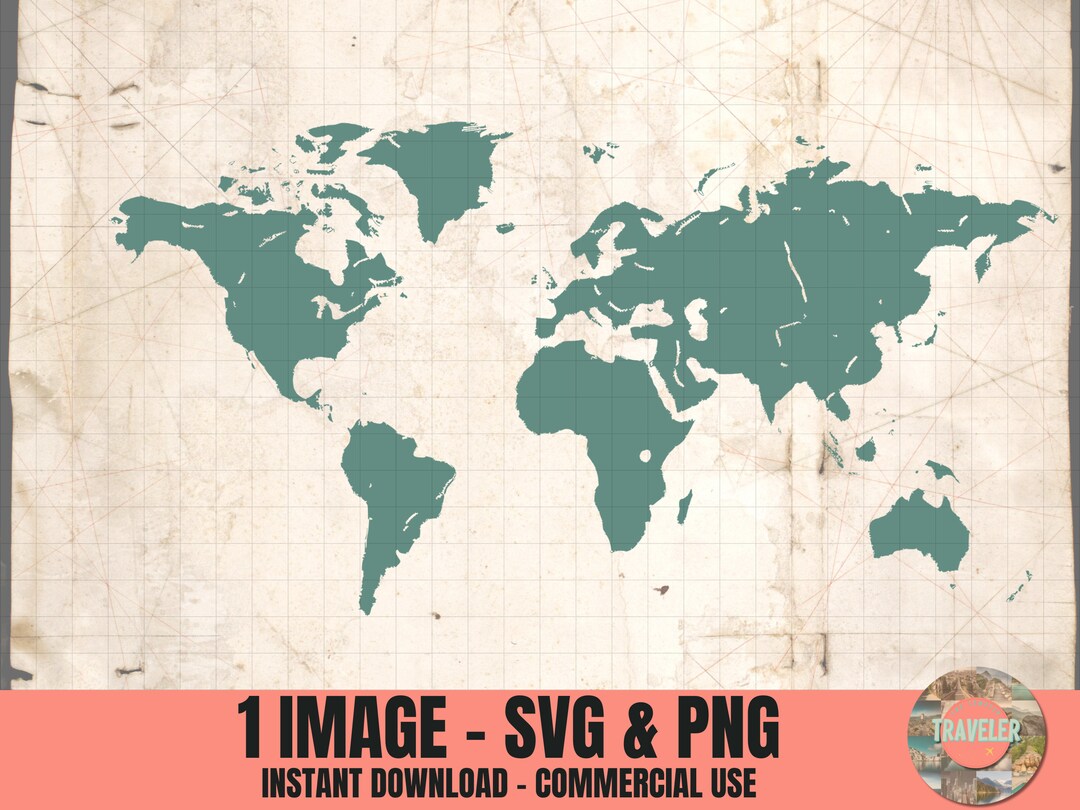World Map SVG, Map SVG, Map Silhouette, Map Outline, World Map Outline ...