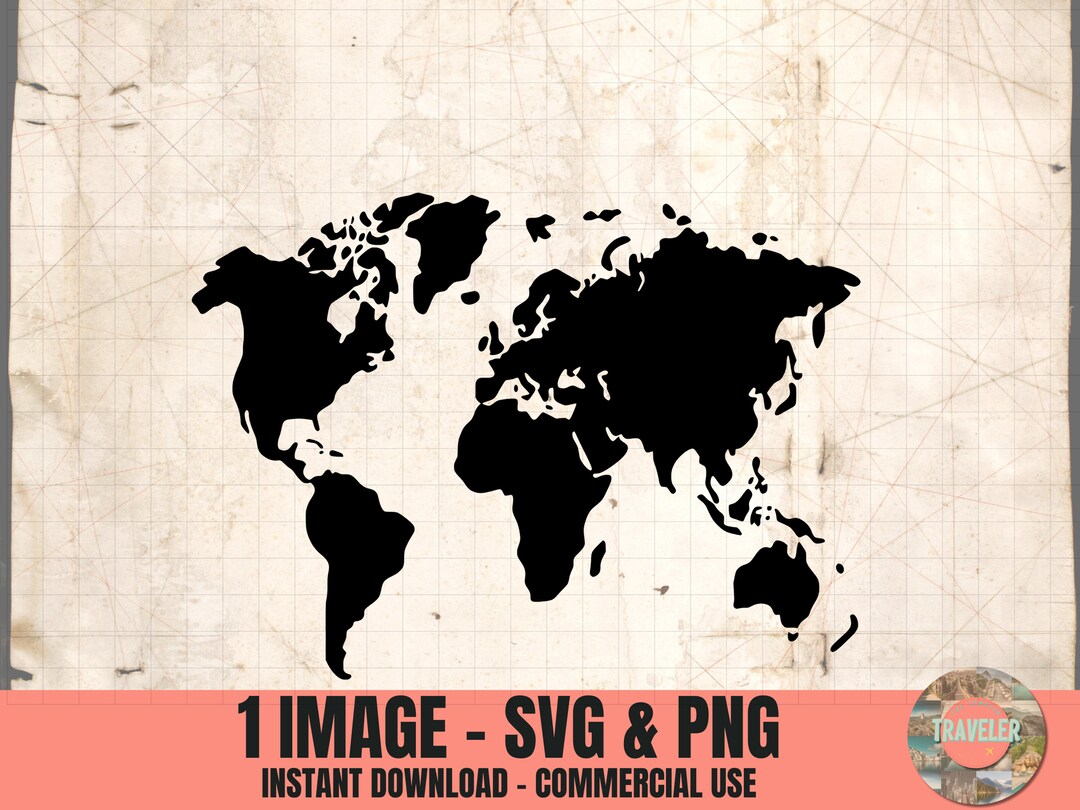 World Map SVG, Map SVG, Map Silhouette, Map Outline, World Map Outline ...