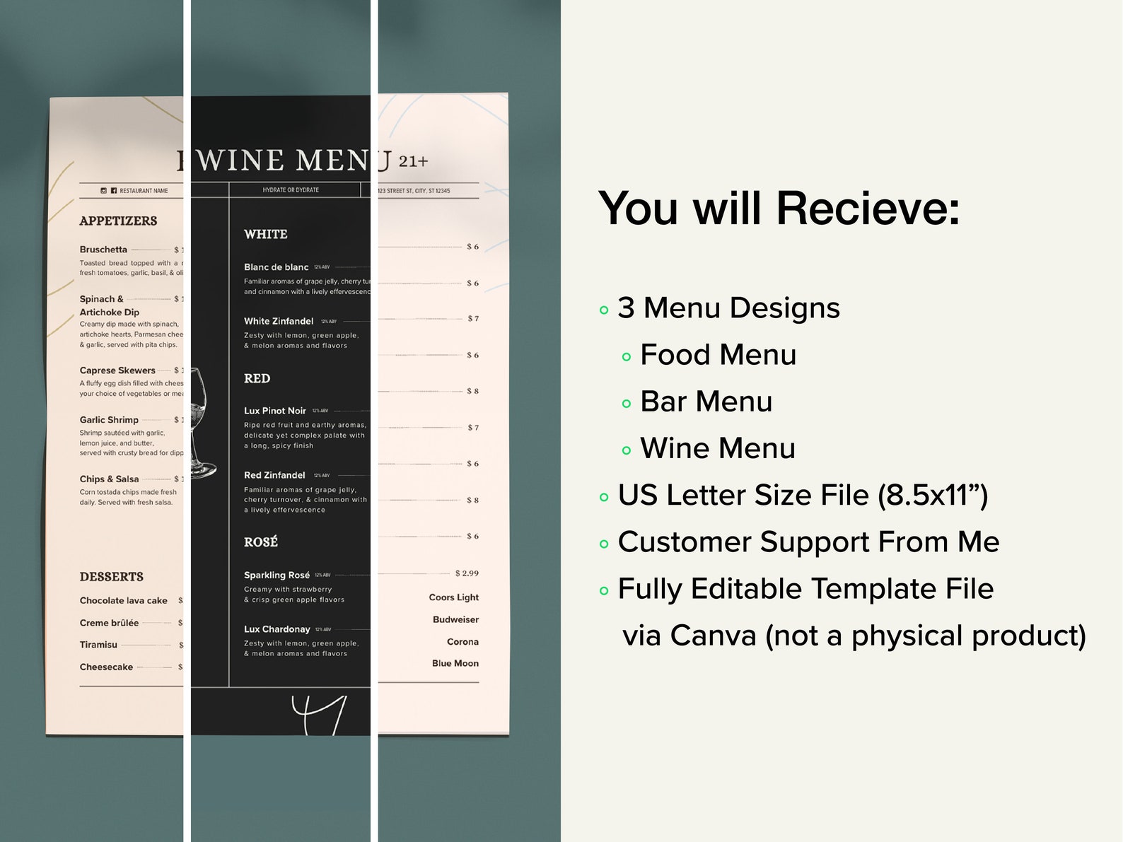 Minimal Restaurant Menu, Restaurant Menu Template, Modern Menu ...