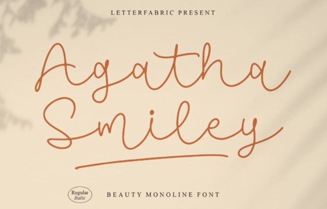 Agatha Smiley Font, Unique Handwritten Font, Classic Serif Font, Retro ...