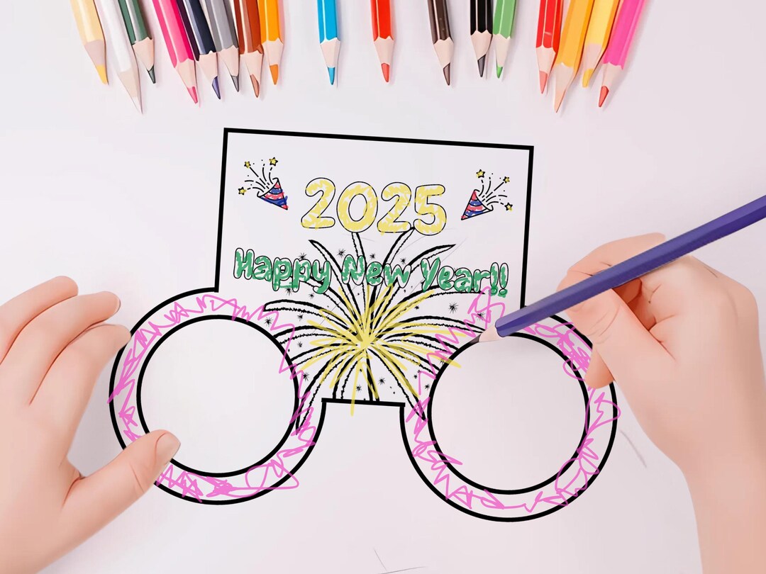 Vasos imprimibles de Año Nuevo 2025, manualidades de actividades de Año ...