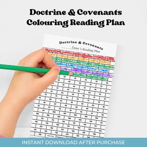 2025 Doctrine and Covenants Colouring Reading Chart, Book of Mormon ...